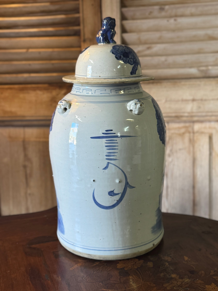Oriental Blue & White Lidded Ginger Jar – Manor on George