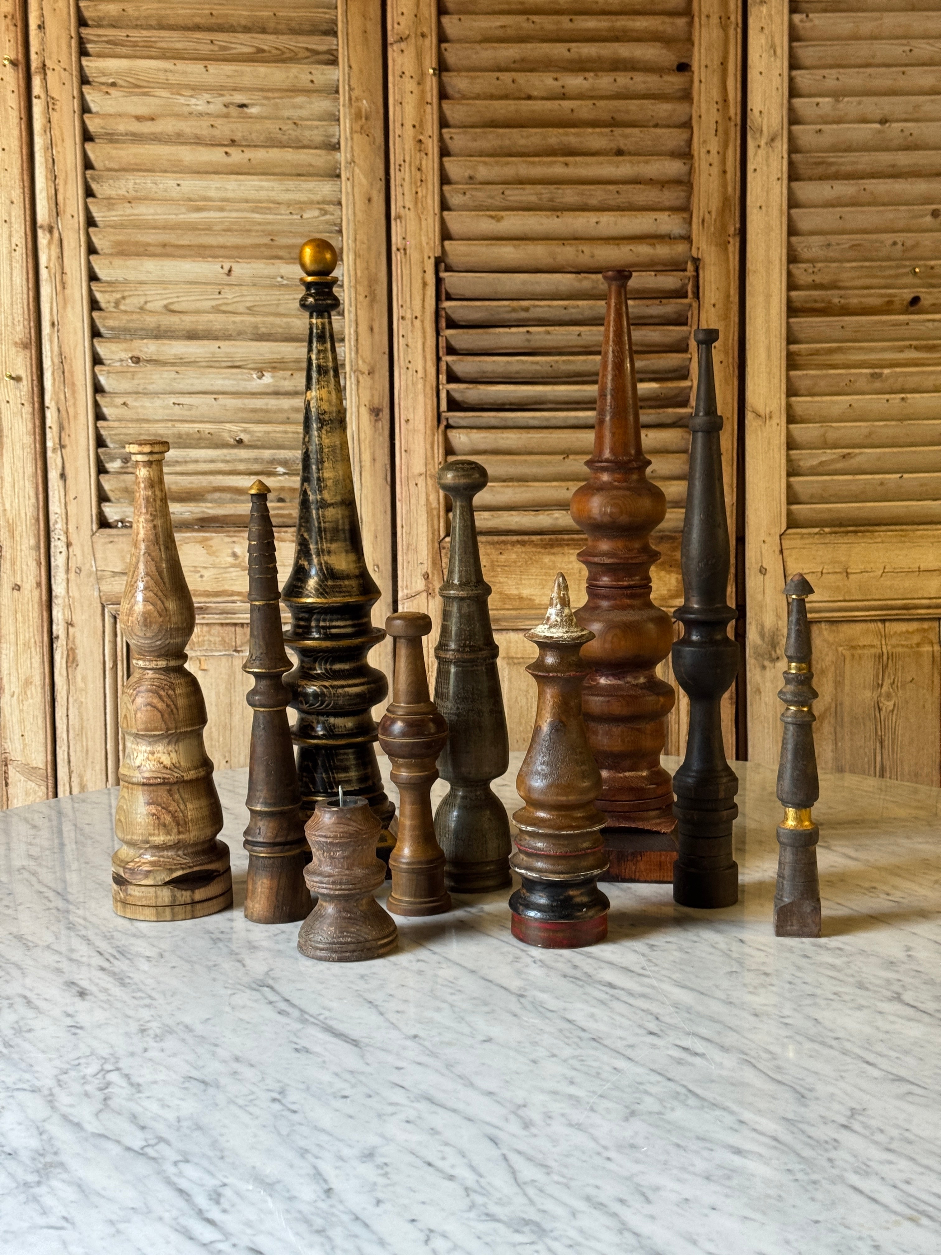 Large Collection of Vintage Turned Timber Decorative Finials – Manor on ...